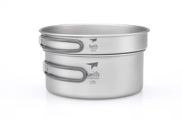 Keith Titanium 2-Piece Titanium Pot and Pan Cook Set 1.25L+770ml ...