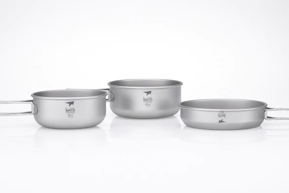 Keith Titanium 3-Piece Titanium Pot and Pan Cook Set 680+528+480 ...